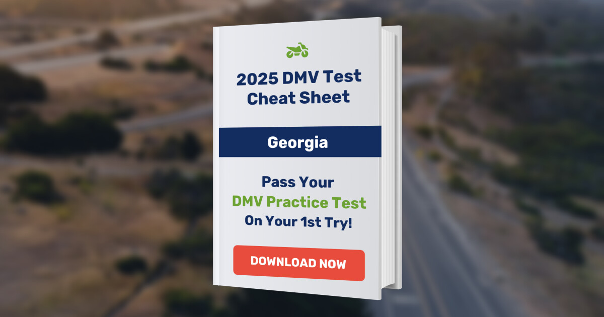 2025 Georgia DMV Motorcycle Permit Test Cheat Sheet. 99% pass rate!