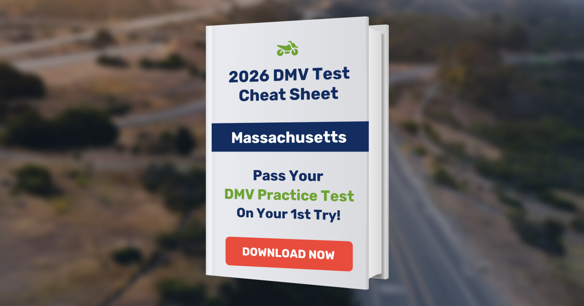 2026 Massachusetts DMV Motorcycle Permit Test Cheat Sheet. 99% pass rate!
