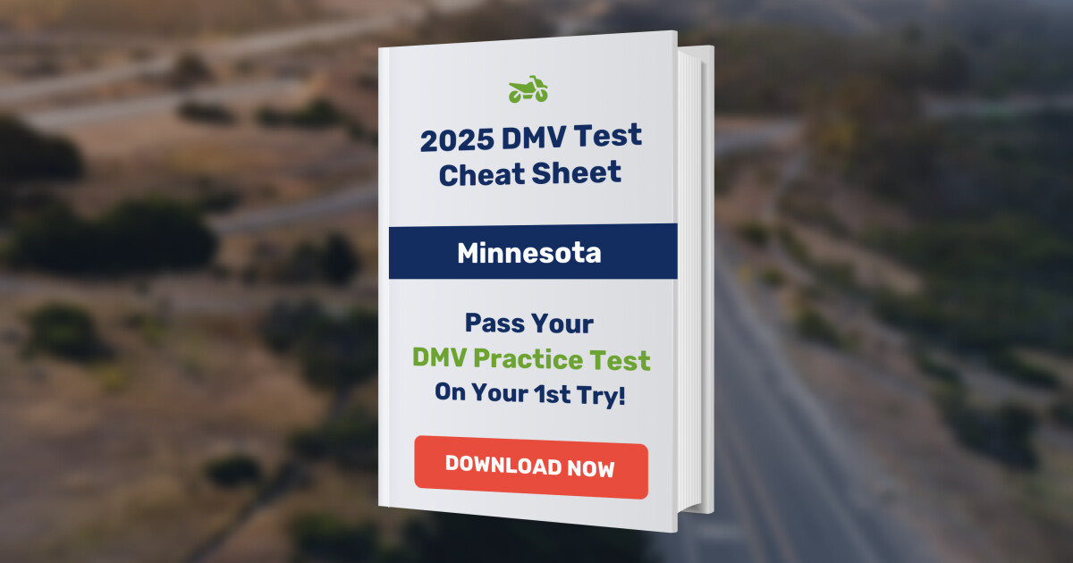 2025 Minnesota DMV Motorcycle Permit Test Cheat Sheet. 99% pass rate!